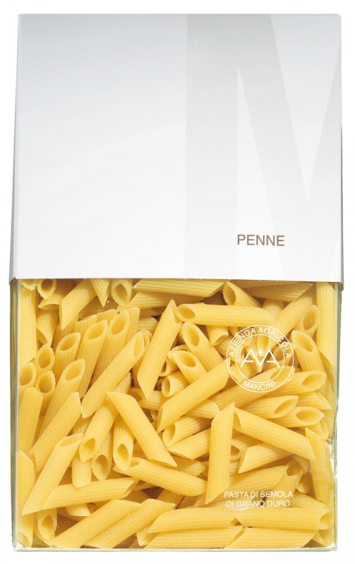 Penne, rillet durumhvede semuljepasta, Pasta Mancini, 500 g, pakke